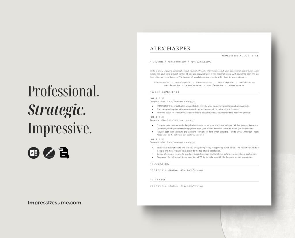 ATS Friendly Resume Template Bundle - Alex - Professional ATS Friendly ...