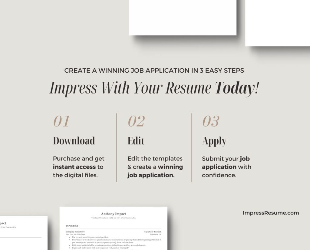 ATS Friendly Resume Template Bundle – Anthony – Impress With Your Resume
